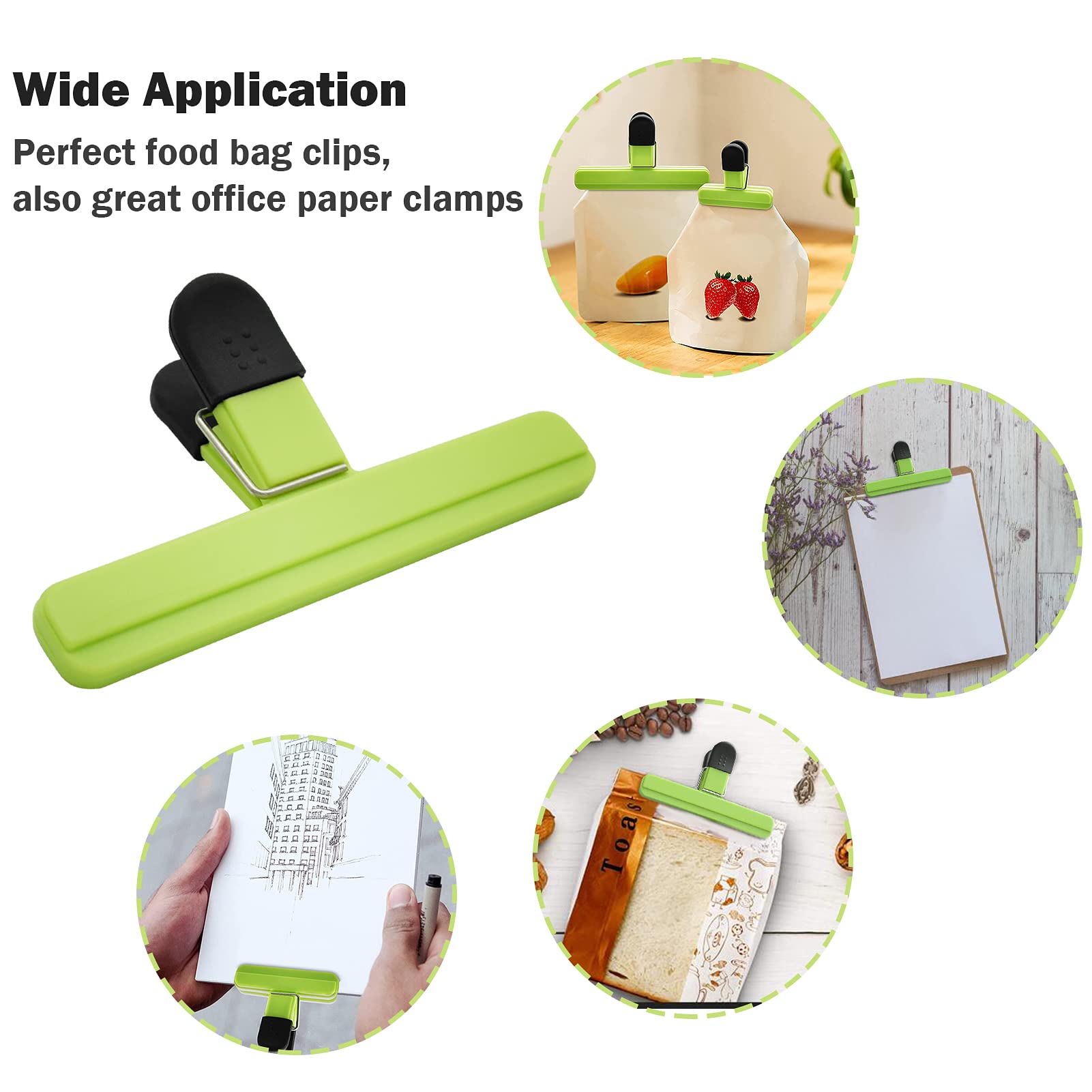 Chip Bag Clips 9pcs Air Tight, Heavy Duty, Sturdy Plastic Clips for Food Storage Assorted Sizes Food Bag Clips for Kitchen Snacks