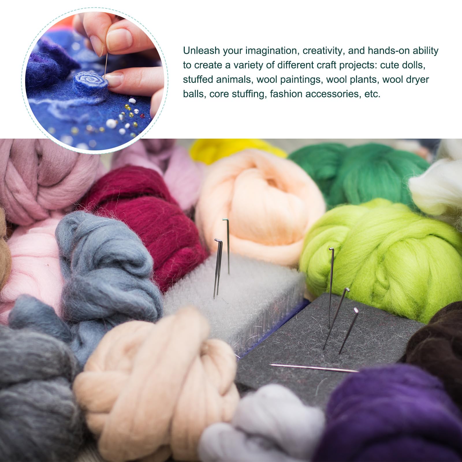 uxcell Needle Felting Wool, 3.5 Oz Nature Fibre Wool Yarn Roving for Wet Felting, Handcrafts, DIY Materials (Red Brown)