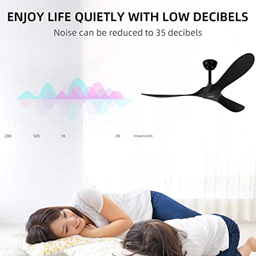 alescu Black Ceiling Fan 52" with Remote Control,Modern Reversible DC Motor for Patio Bedroom Living Room Christmas Gift