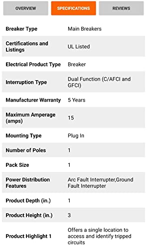 Cutler-Hammer Eaton BRN120A1CS BR 20A 120V 1-Pole Arc Fault/Ground Fault Circuit Breaker, Black