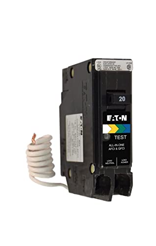 Cutler-Hammer Eaton BRN120A1CS BR 20A 120V 1-Pole Arc Fault/Ground Fault Circuit Breaker, Black