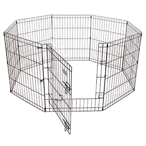 Petmate 30-Inch by 24-Inch 8-Panel Exercise Pen with Step Through Door,Black