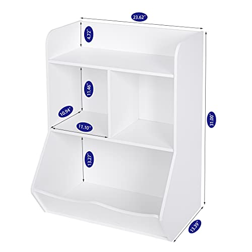 UTEX Toy Storage Organizer, 40" Kids Toy Storage Cubby with Bins,Toy Boxes and Storage for Playroom,Bedroom,Nursery School,White