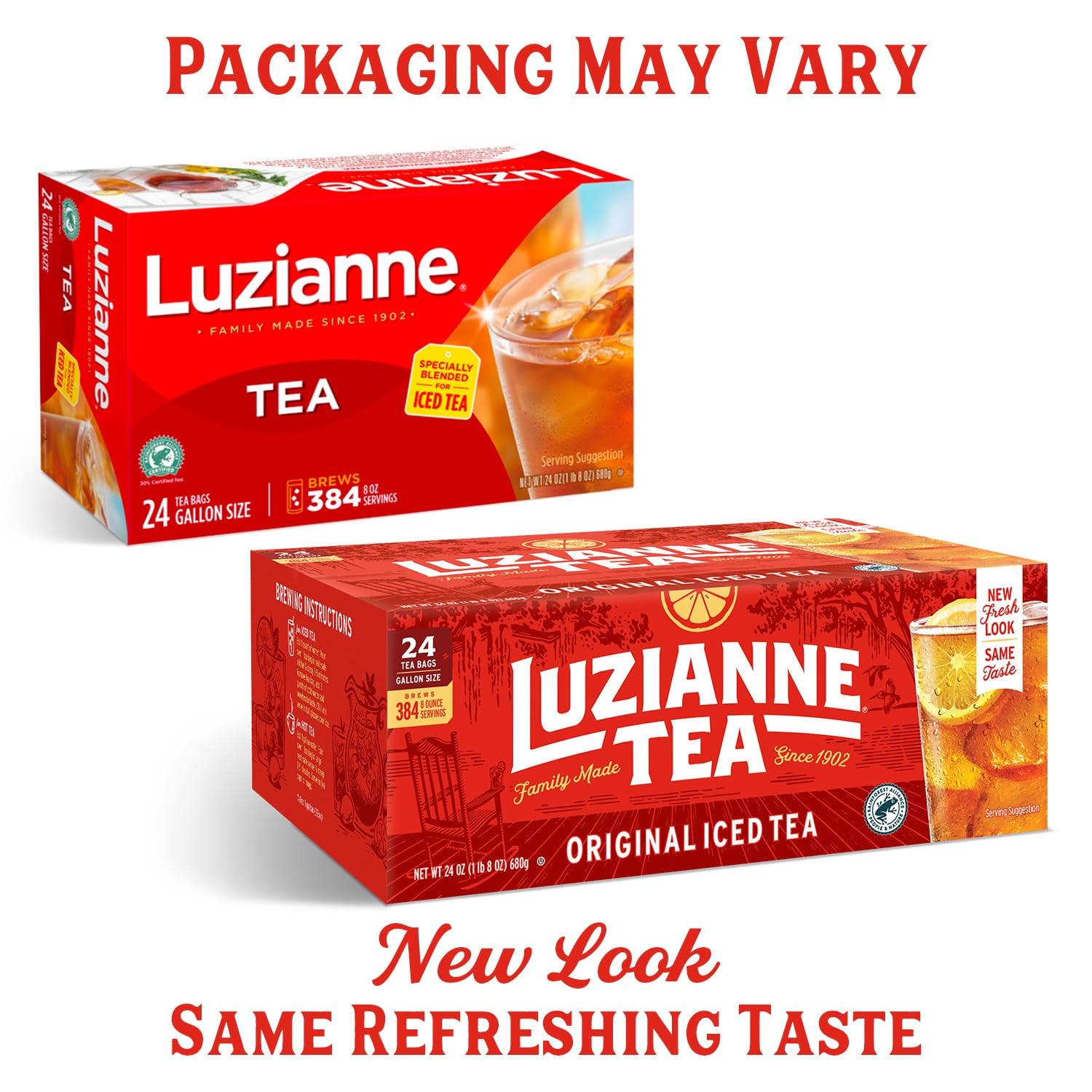 Luzianne Iced Tea Bags, Gallon Size, Unsweetened, 24 Count Box, Specially Blended For Iced Tea, Clear & Refreshing Home Brewed Southern Iced Tea