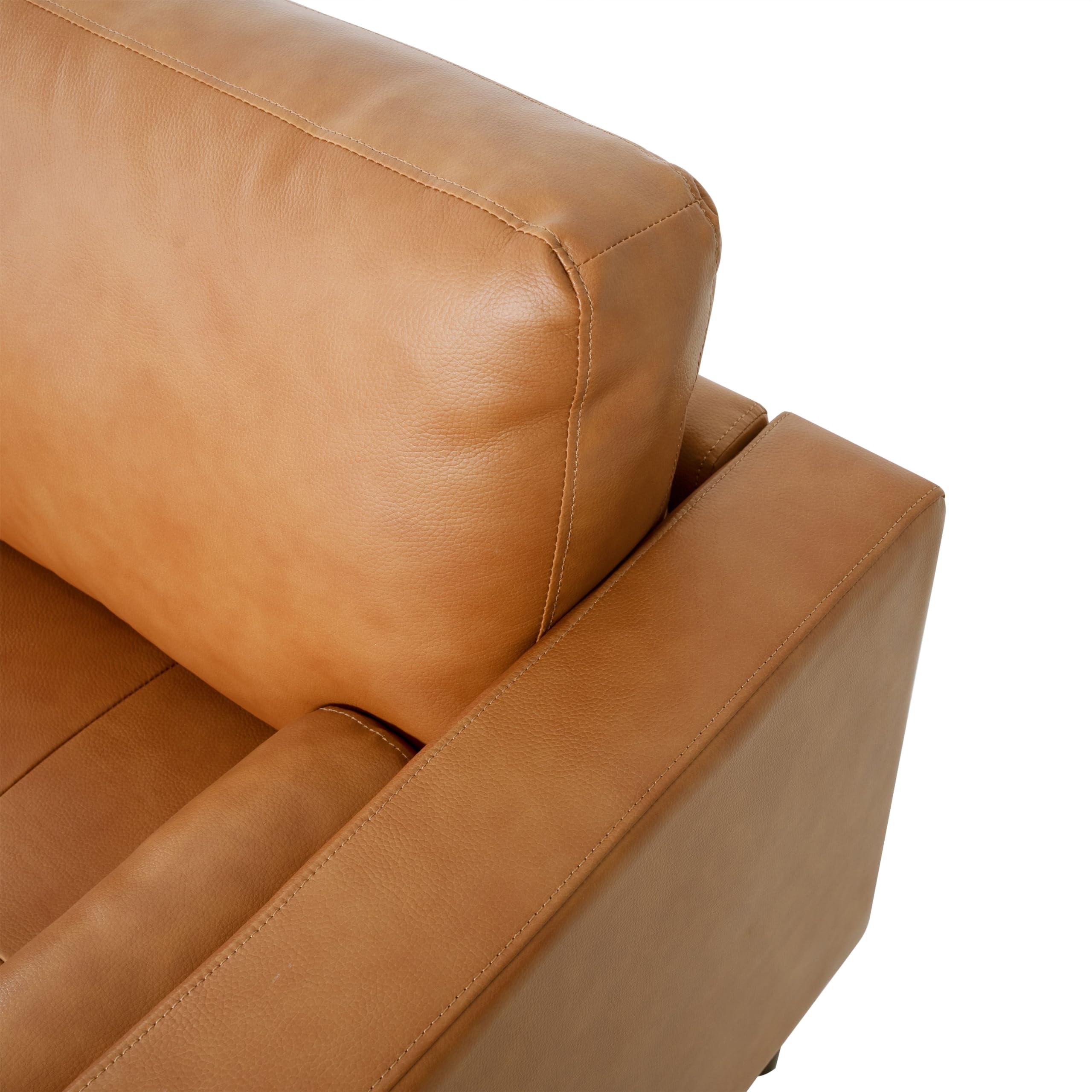 Naomi Home Marisa Genuine Mid-Century Leather Loveseat, Mid-Century Sleeper Loveseat, Tan Leather Couch,for Living Room, Bedroom, and More