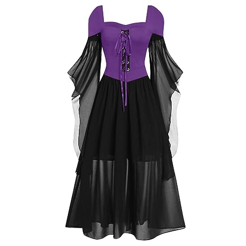 Halloween Costumes Sling Swing Corset Women's Halloween Costumes Women Costumes for Halloween Medieval Costume Women Renaissance Shoes Renaissance Faire Corset Ren Faire Costume(4-Purple,Medium)