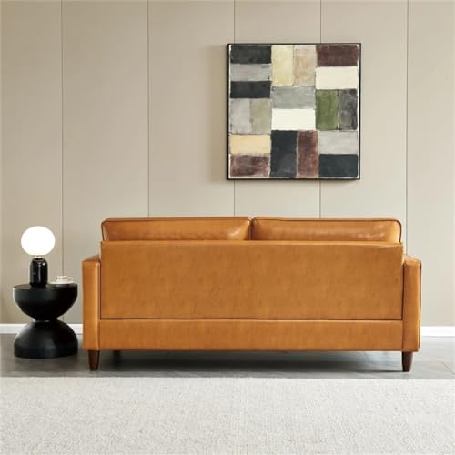ADUH Vegan Leather Sofa with Wooden Legs and Storage Space, Suitable for Living Rooms and Apartments
