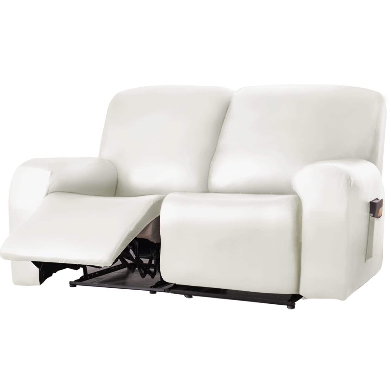 KTYX 4-Pieces/6-Pieces /8-Pieces Recliner Sofa Cover Sets Leather PU Reclining Couch Split Stretch Slipcover Inclined Sofa Covers1/2/3 Seater Sectional (Color : Ivory, Size : 6 Piece | Loveseat)