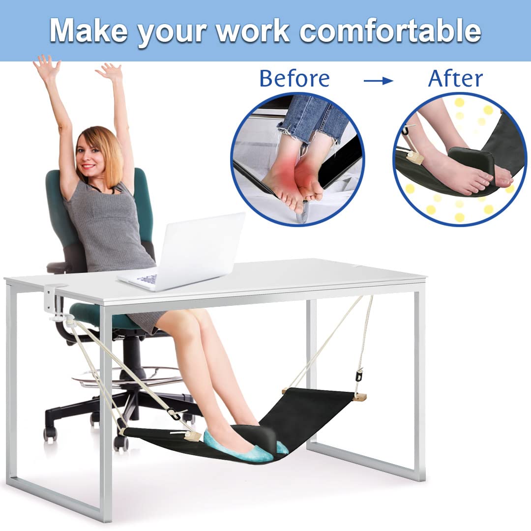 Yamasan Foot Hammock Under Desk with Separate Cushion Footrest Adjustable Office Foot Rest Under Desk Hammock Portable Desk Feet Hammock