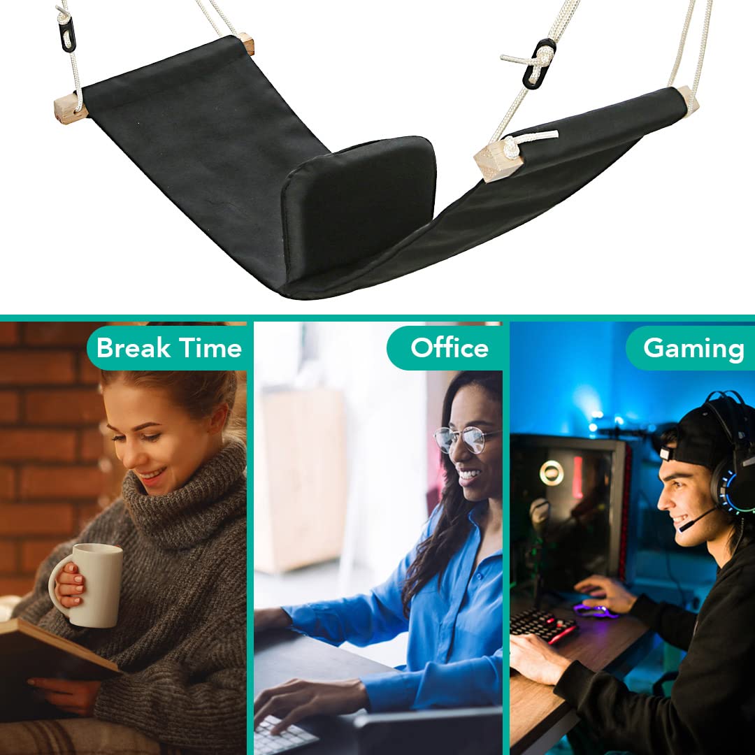 Yamasan Foot Hammock Under Desk with Separate Cushion Footrest Adjustable Office Foot Rest Under Desk Hammock Portable Desk Feet Hammock