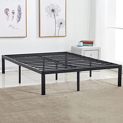 VECELO 14" Queen Metal Platform Bed Frame,Heavy Duty Steel Slat/Easy Assembly Mattress Foundation/No Box Spring Needed