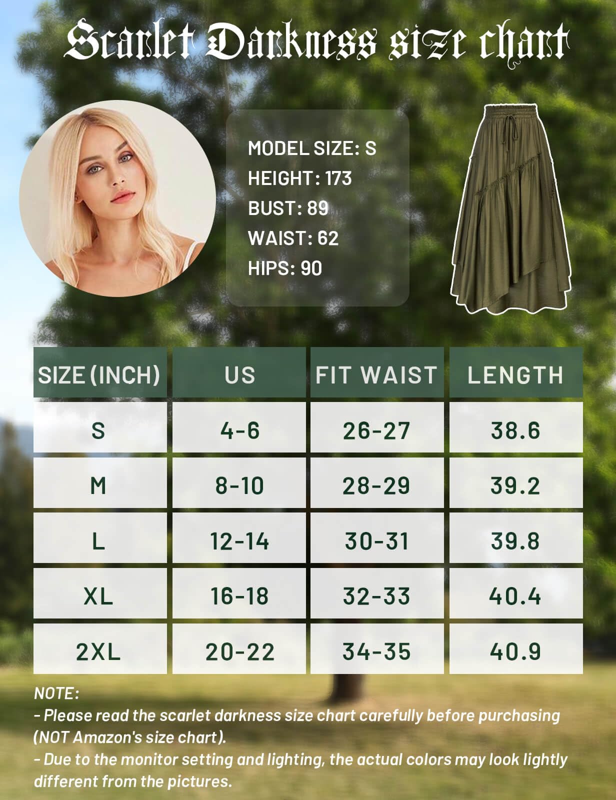 Scarlet Darkness Renaissance Skirt Women Ren Fair Costume High Waist Flowy Boho Skirt Brown M