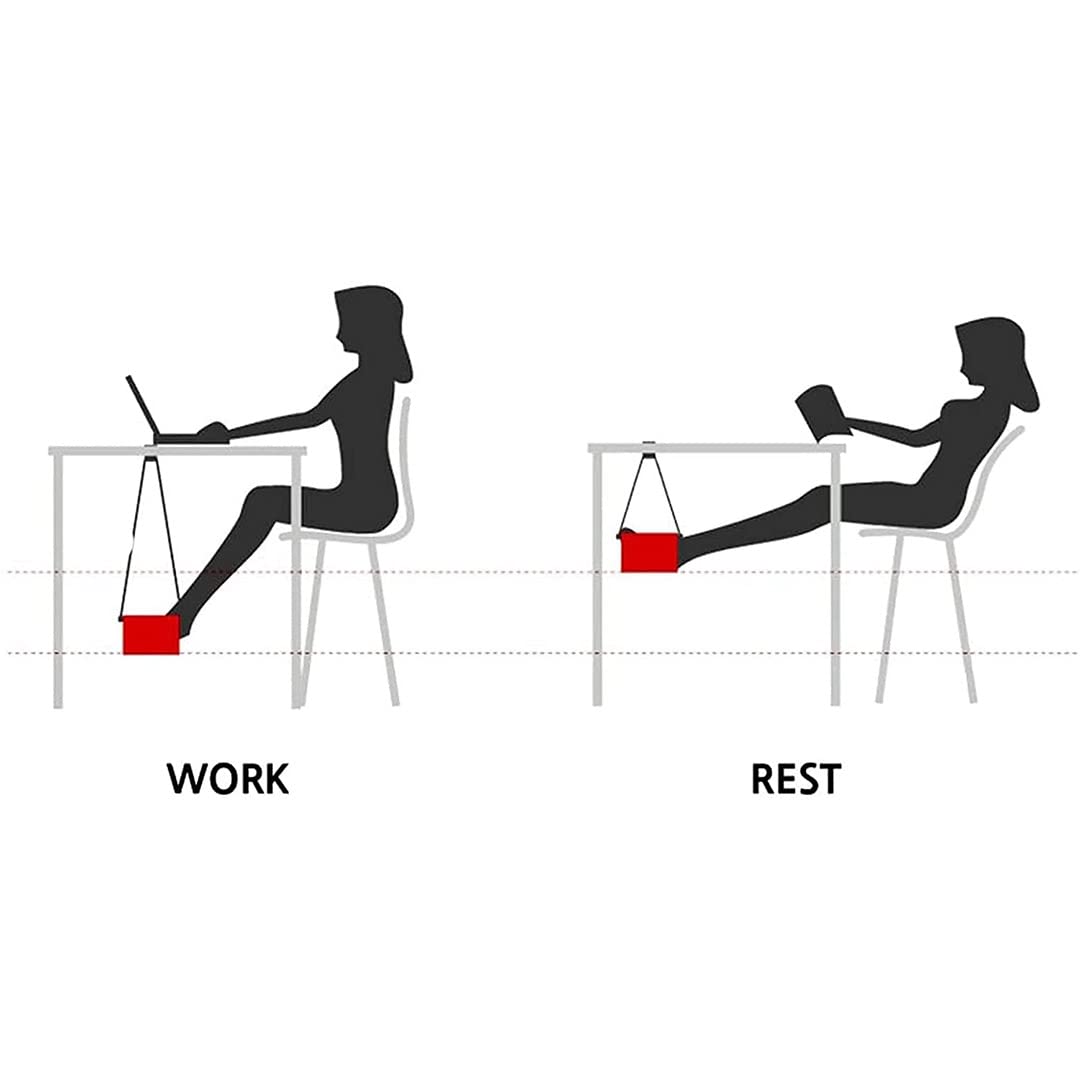 Yamasan Foot Hammock Under Desk with Separate Cushion Footrest Adjustable Office Foot Rest Under Desk Hammock Portable Desk Feet Hammock