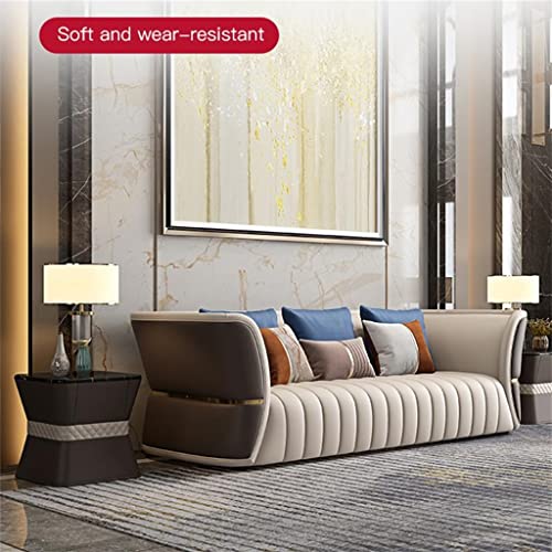 SXNBH Italian Leather Sofa Model House Designer Large Apartment Villa Living Room American Leather Sofa