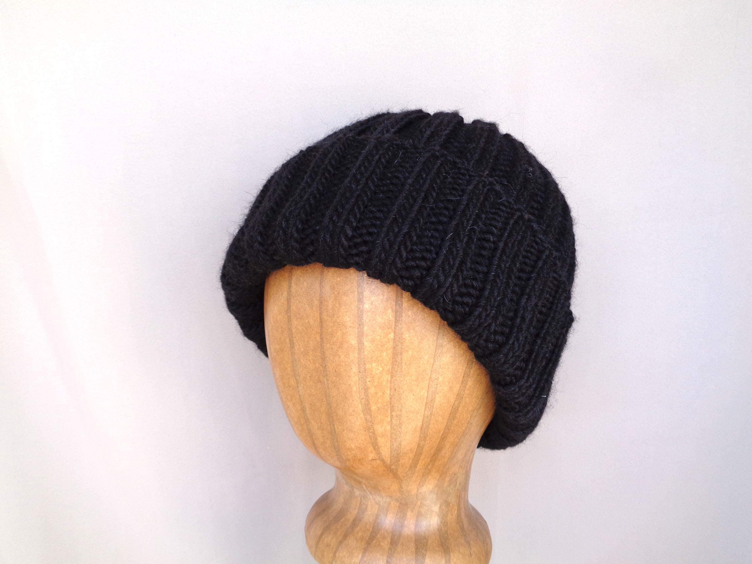 Alpaca Wool Beanie Hat, Hand Knit Watch Cap, Men or Women, Stretchy Seamless Fit, CHOOSE COLOR