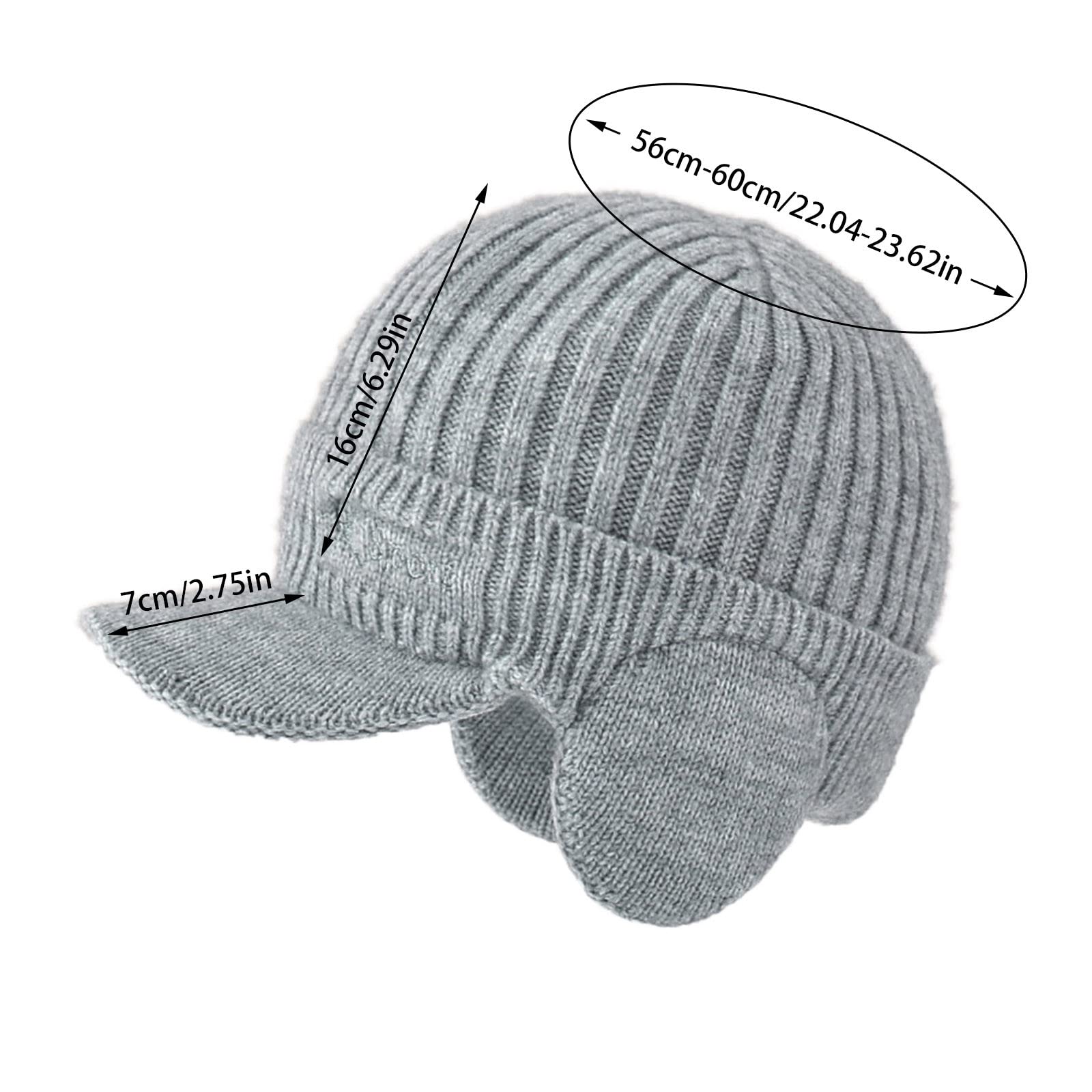 Men Earmuffs Ski Cycling Hat Warm Chunky Cable Knitted Hats Autumn and Winter Windproof Thickened Hat (A, One Size)