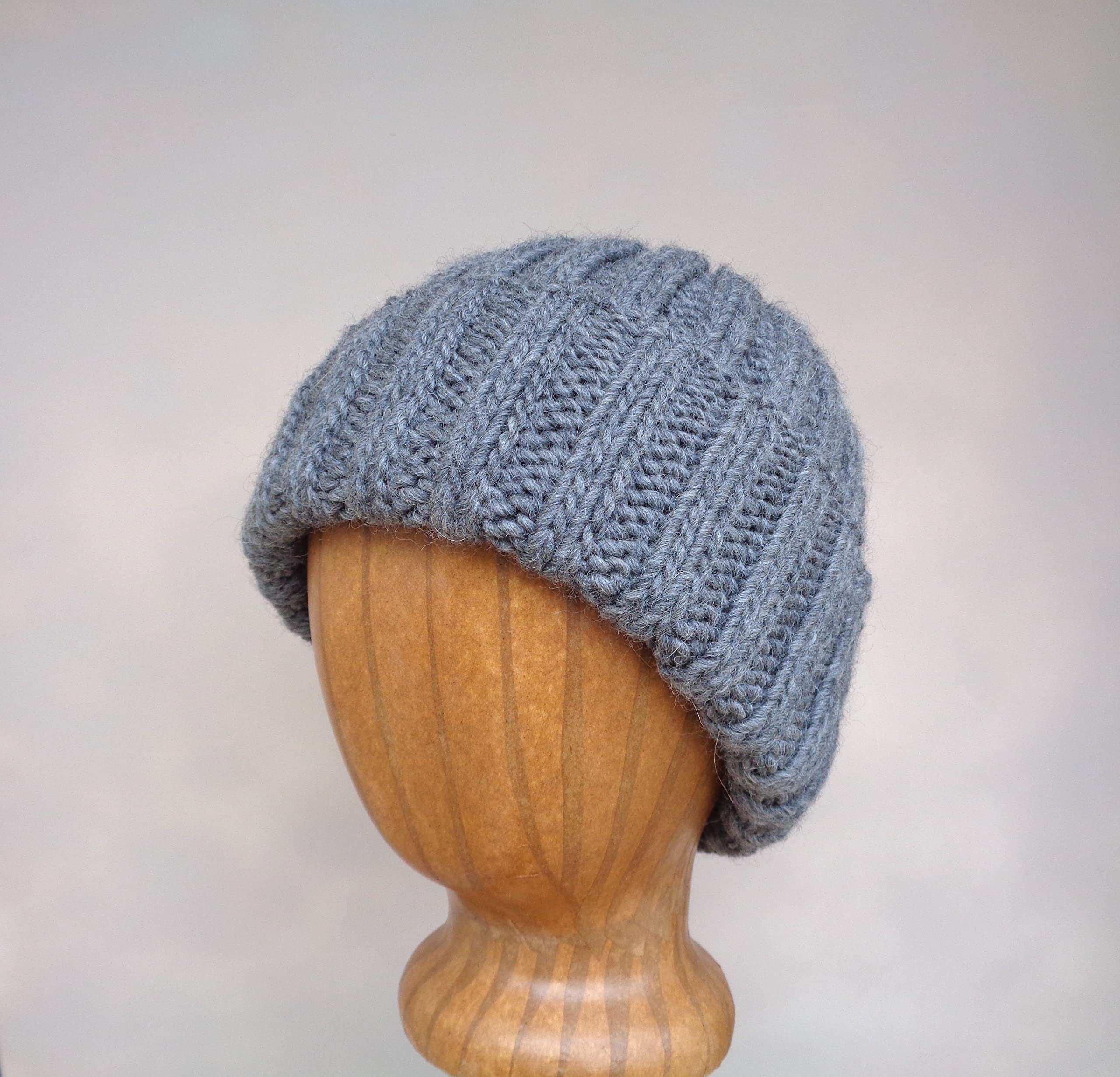 Alpaca Wool Beanie Hat, Hand Knit Watch Cap, Men or Women, Stretchy Seamless Fit, CHOOSE COLOR