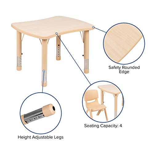 Flash Furniture 21.875"W x 26.625"L Rectangular Natural Plastic Height Adjustable Activity Table