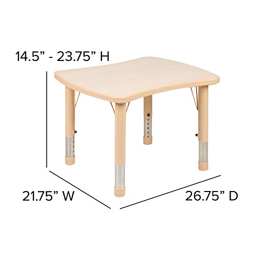 Flash Furniture 21.875"W x 26.625"L Rectangular Natural Plastic Height Adjustable Activity Table