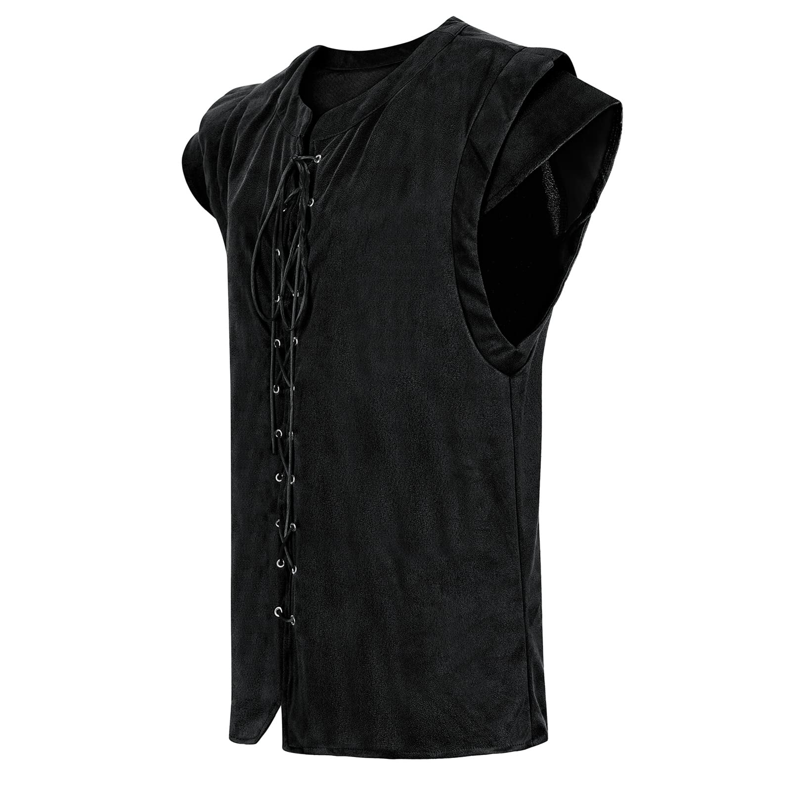 Arplvf Pirate Costume Men Renaissance Vest Medieval Costume Men Viking Ren Faire Vest Black Gothic Vest M