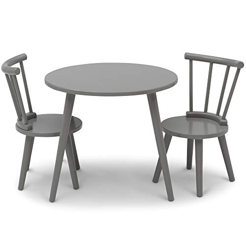 Delta Children Homestead Kids Table & 2 Chairs Set - Ideal for Arts & Crafts, Greenguard Gold Certified, Grey