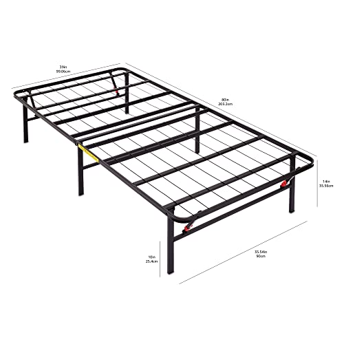 Amazon Basics Foldable Metal Platform Bed Frame with Tool Free Setup, 14 Inches High, Twin XL, Black