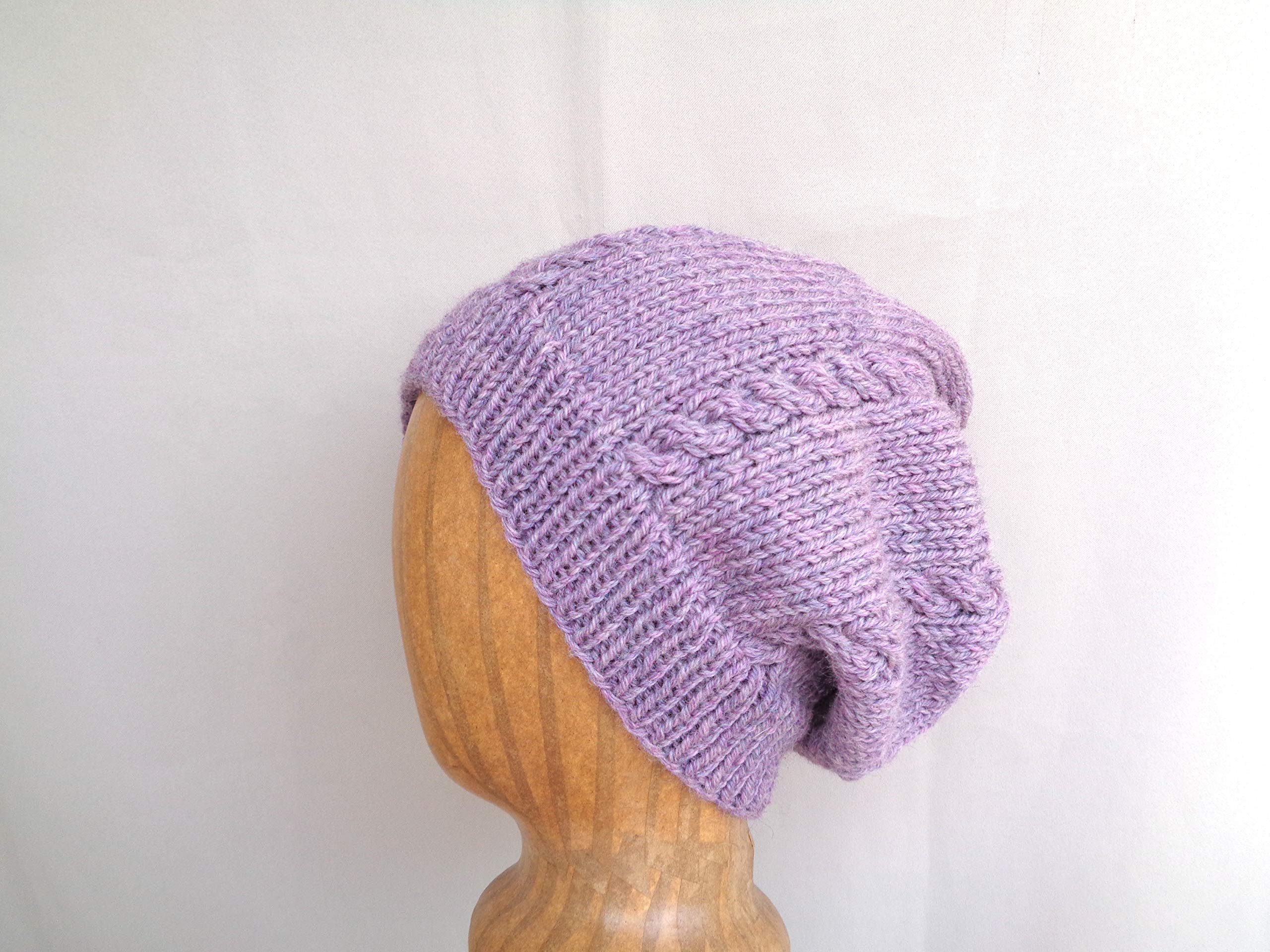 Hand Knit Slouch Hat, Soft Wool, Slouchy Beanie Women & Teen Girls, CHOOSE COLOR