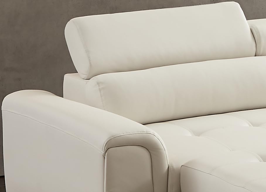 Convertible Sectional Sofa with Pull Out Bed and Adjustable Headrest , Faxu Leather Upholstered Reversible Corner Couch with Chaise and Removable Ottoman, L Shaped Tufted Sofa&Couches for Living Room
