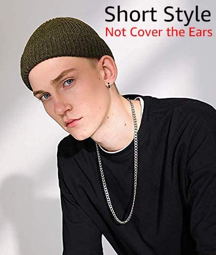 choshion 50% Wool Warm Cuffed Short Knit Fisherman Beanie for Men Women Winter Hats Trawler Skull Cap, Green