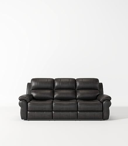 Breathable Leather Upholstered Power Motion Reclining 3 Seaters Sofa Couch W/USB Port, Wireless Charger,Stainless Steel Cupholders,Drop Down Table,2 Recliner Chaises and Magazine Bag for Living Room