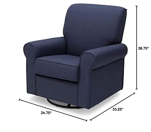 Delta Children Avery Upholstered Glider Swivel Rocker Chair,Metal, Sailor Blue