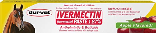 Durvet Ivermectin Paste Dewormer - 6.08g dose @ 1.87% Apple Flavor (1 Count 6.08 Gram)