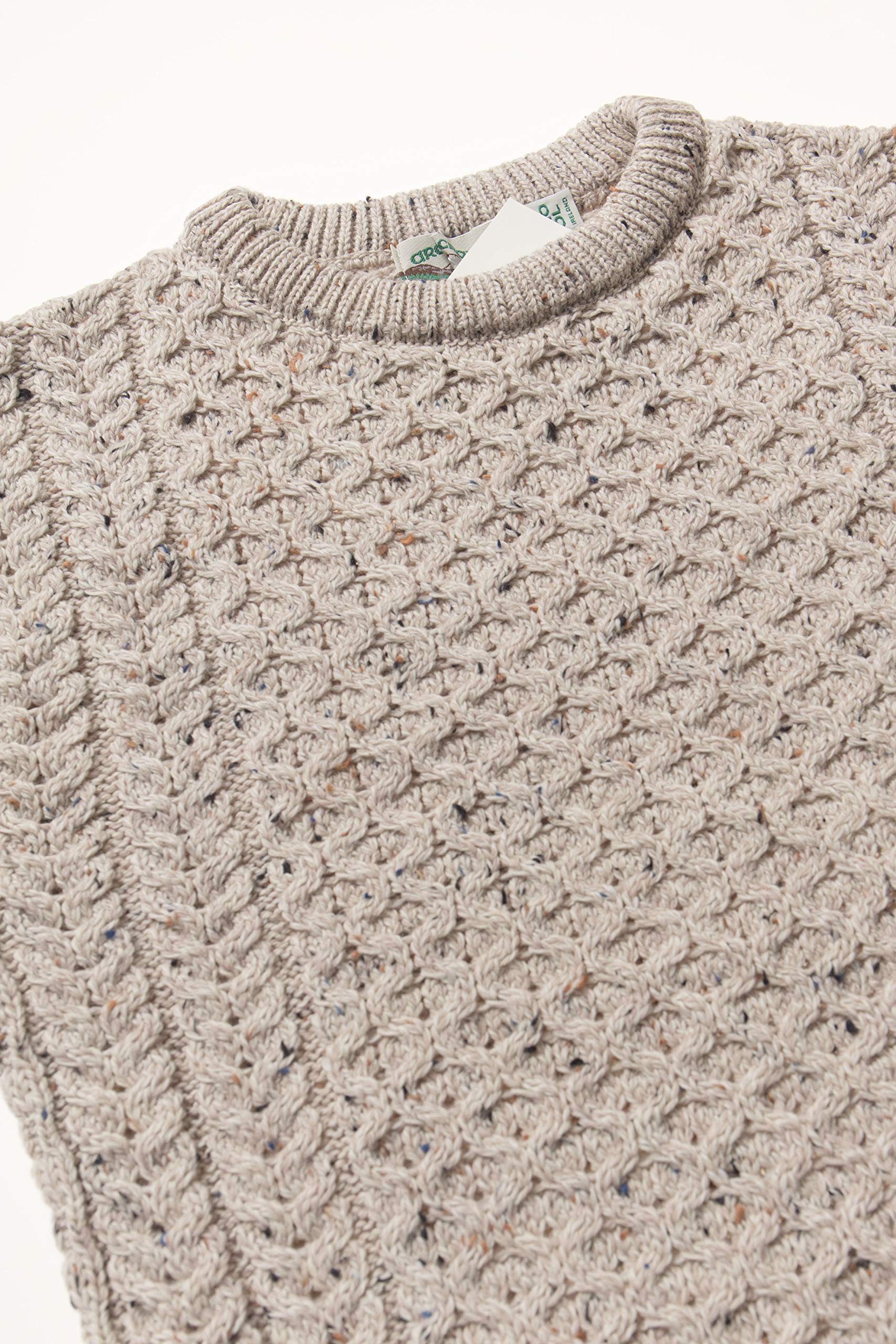 Aran Crafts Unisex Irish Cable Knitted Wool Crew Neck Sweater (C1949-MED-OAT) Oatmeal
