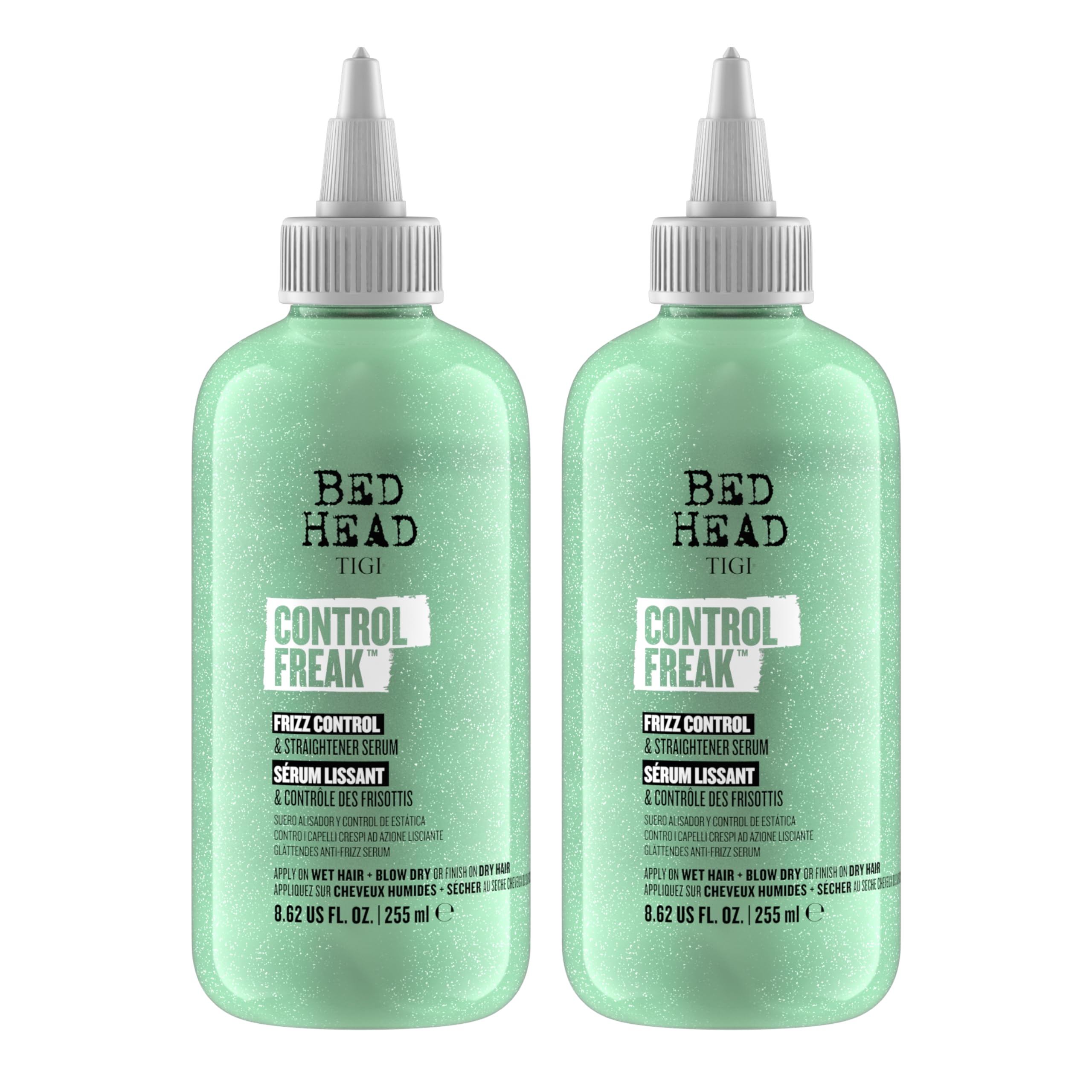 TIGI Bed Head Control Freak Frizz Control & Straightening Serum - Use for Anti-Frizz & Smoothing - For Frizzy, Curly & Coarse Hair - Use on Damp & Dry Hair - Fly Away Hair Tamer - 8.45 oz (2 Pack)
