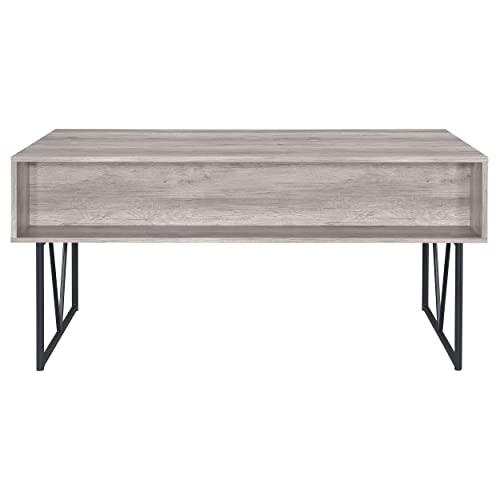 Coaster Home Furnishings Analiese Farmhouse 4 Drawer Home Office Writing Desk Black Metal Base Gray Driftwood