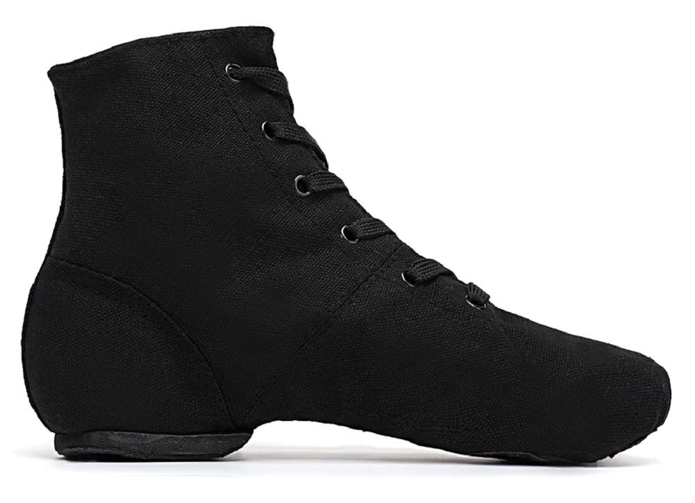 Smithmelody Canvas Jazz Dance Boots Ballet Dancing Sneakers for Adult Men Women (7/38，Black
