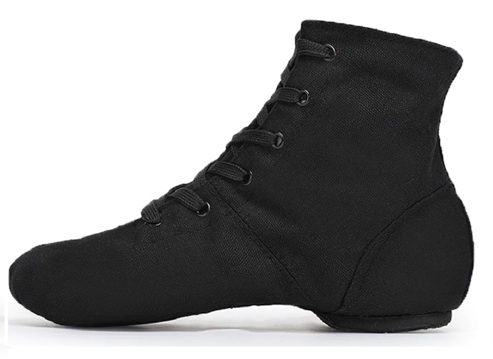Smithmelody Canvas Jazz Dance Boots Ballet Dancing Sneakers for Adult Men Women (7/38，Black