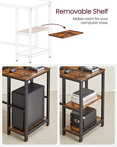 VASAGLE L-Shaped Computer Desk, Corner Desk, 54-Inch Writing Study Workstation, Rustic Brown and Black ULWD72X