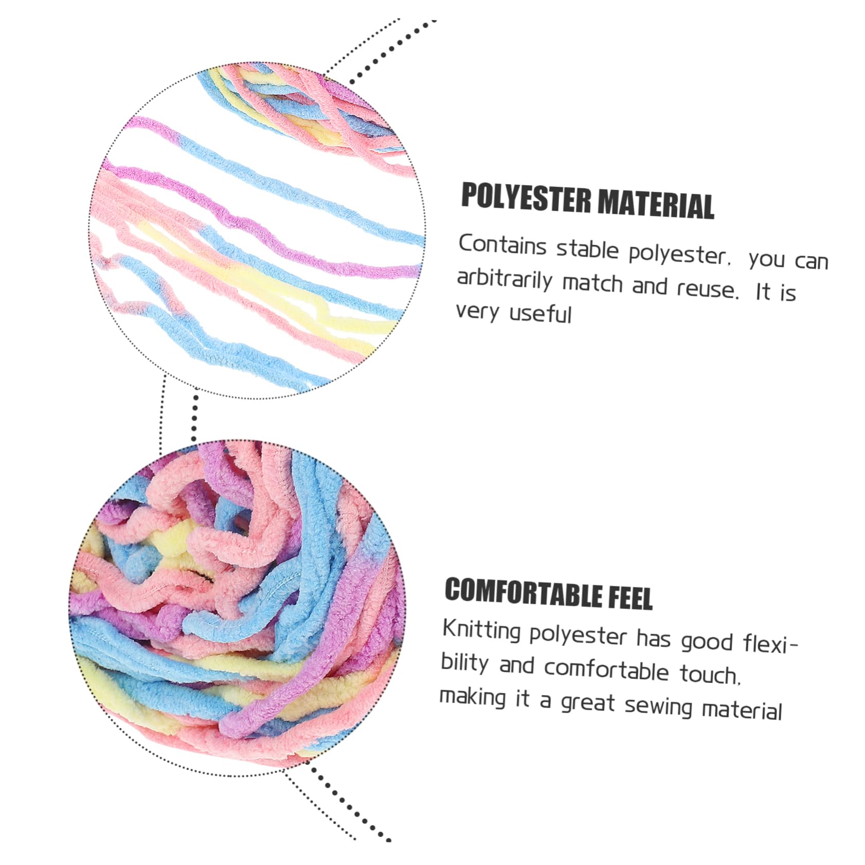 FAVOMOTO 2 Rolls Coarse Wool Convenient Crocheting Yarn Crochet Supplies Knitting Accessory Supple Crochet Yarn I Wanna Make a Rainbow Yarn Crochet Thread Polyester Multifunction