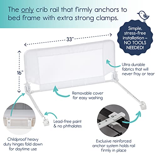hiccapop Convertible Crib Bed Rail for Toddlers | Crib Rail Guard, Toddler Bed Rail for Crib | Baby Bed Rail Guard with Reinforced Anchor Safety