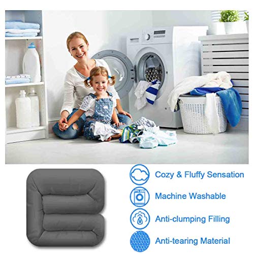 TEKAMON All Season Queen Comforter Winter Warm Summer Soft Quilted Down Alternative Duvet Insert Corner Tabs,Machine Washable Luxury Fluffy Reversible Collection for Hotel,Charcoal Grey