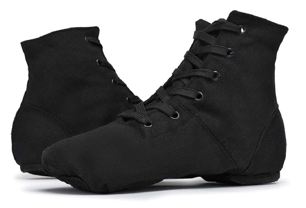 Smithmelody Canvas Jazz Dance Boots Ballet Dancing Sneakers for Adult Men Women (7/38，Black