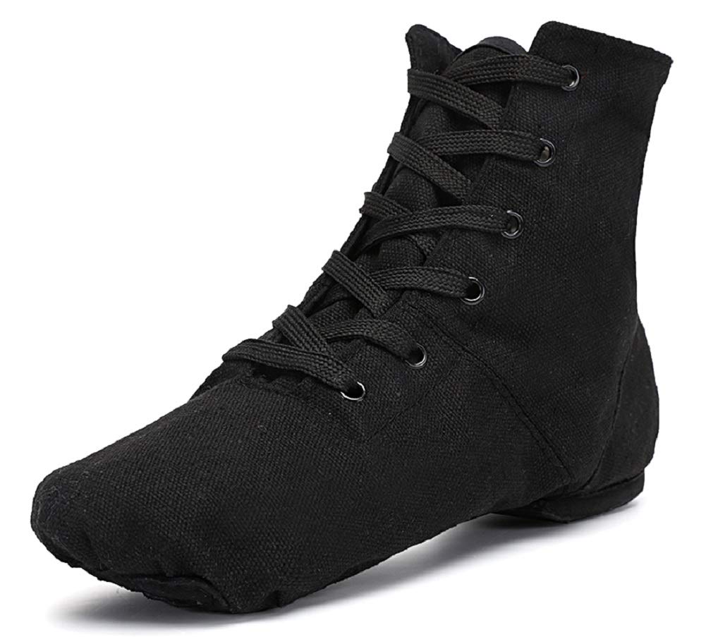 Smithmelody Canvas Jazz Dance Boots Ballet Dancing Sneakers for Adult Men Women (7/38,Black