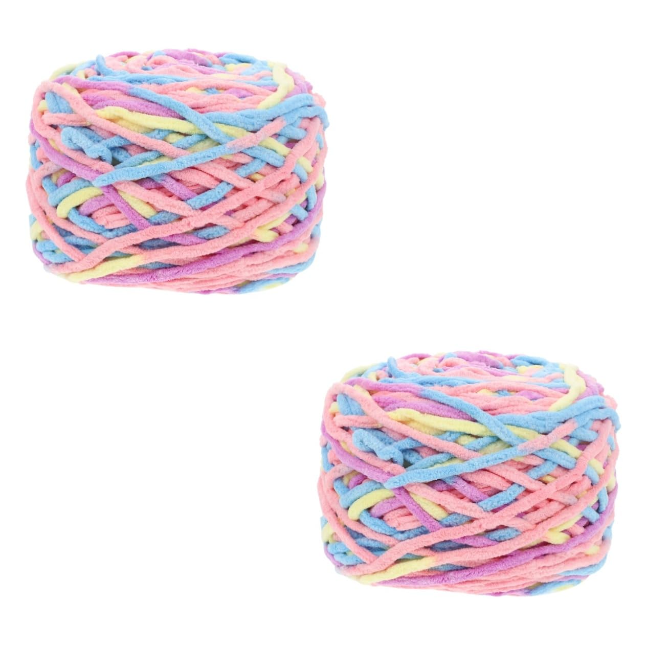 FAVOMOTO 2 Rolls Coarse Wool Convenient Crocheting Yarn Crochet Supplies Knitting Accessory Supple Crochet Yarn I Wanna Make a Rainbow Yarn Crochet Thread Polyester Multifunction