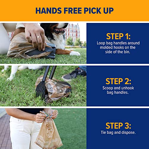 Petmate Arm & Hammer Swivel Bin & Rake Heavy Duty Waste Bags With Fresh Scent with Activated Baking Soda for Maximum Odor Control, 20 Count Refill Bags for Pooper Scooper