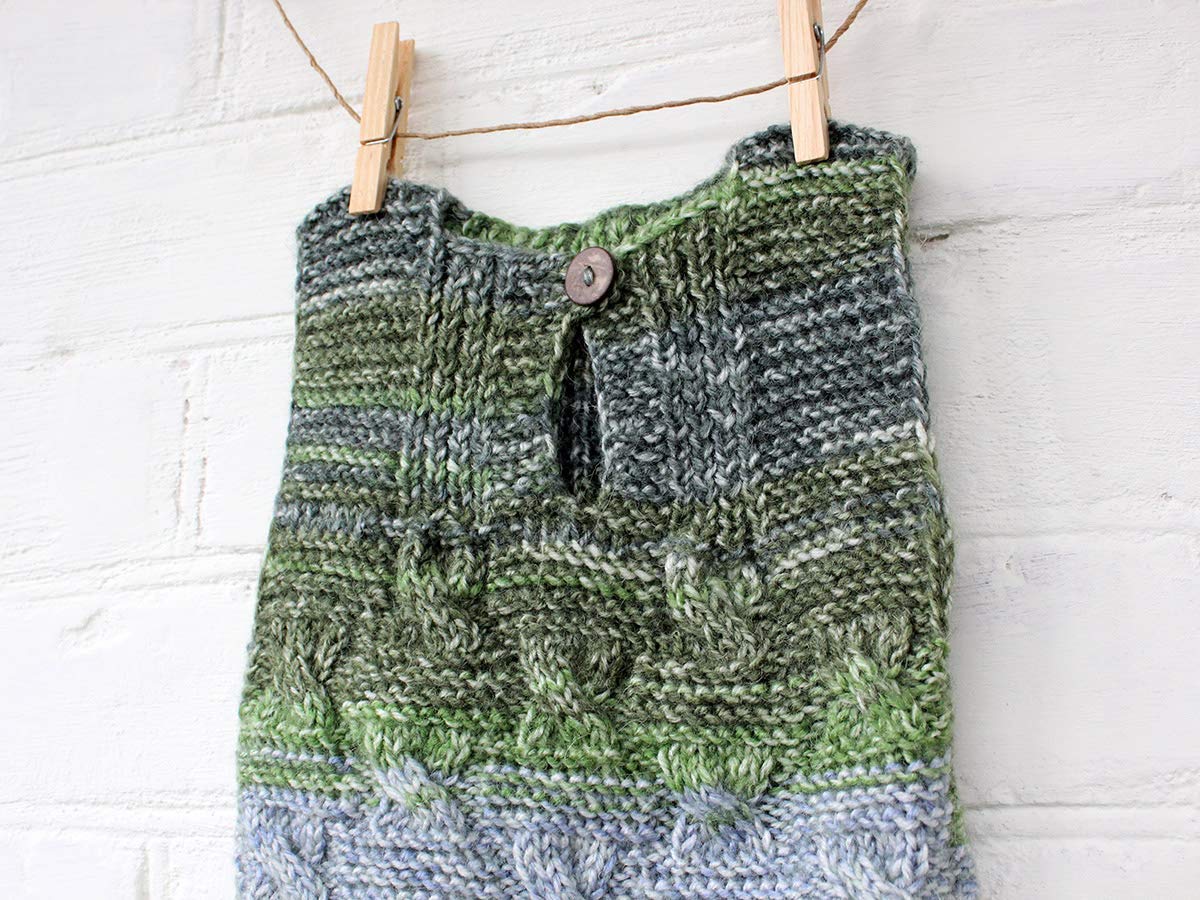 Baby Vest Hand Knit Cable Knitting Wool Baby Boy/Girl Unisex Clothing Green - 1-3 months