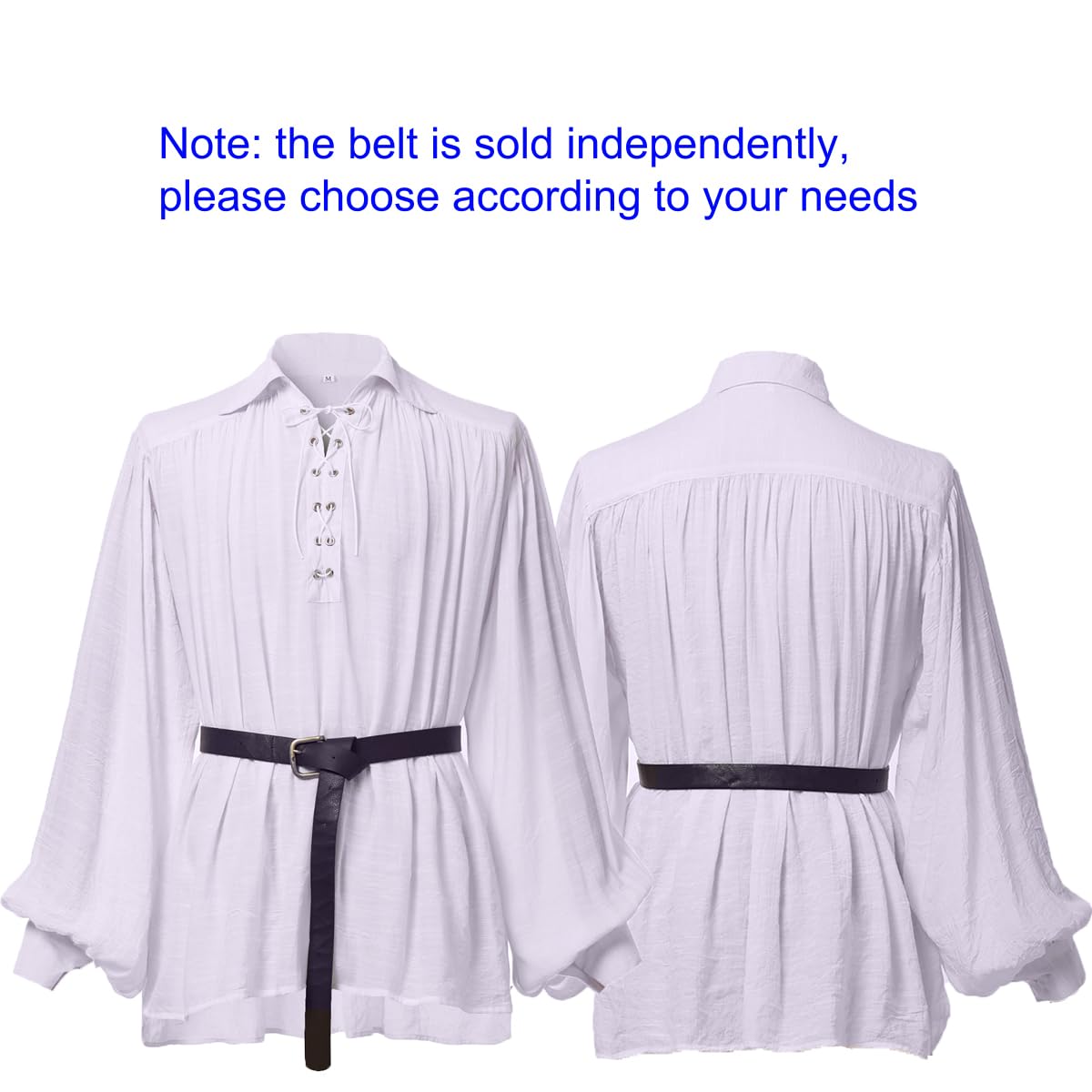 GRACEART Men Pirate Shirt Women Vampire Renaissance Shirts Victorian Ruffled Medieval Costume Cotton Linen Shirt