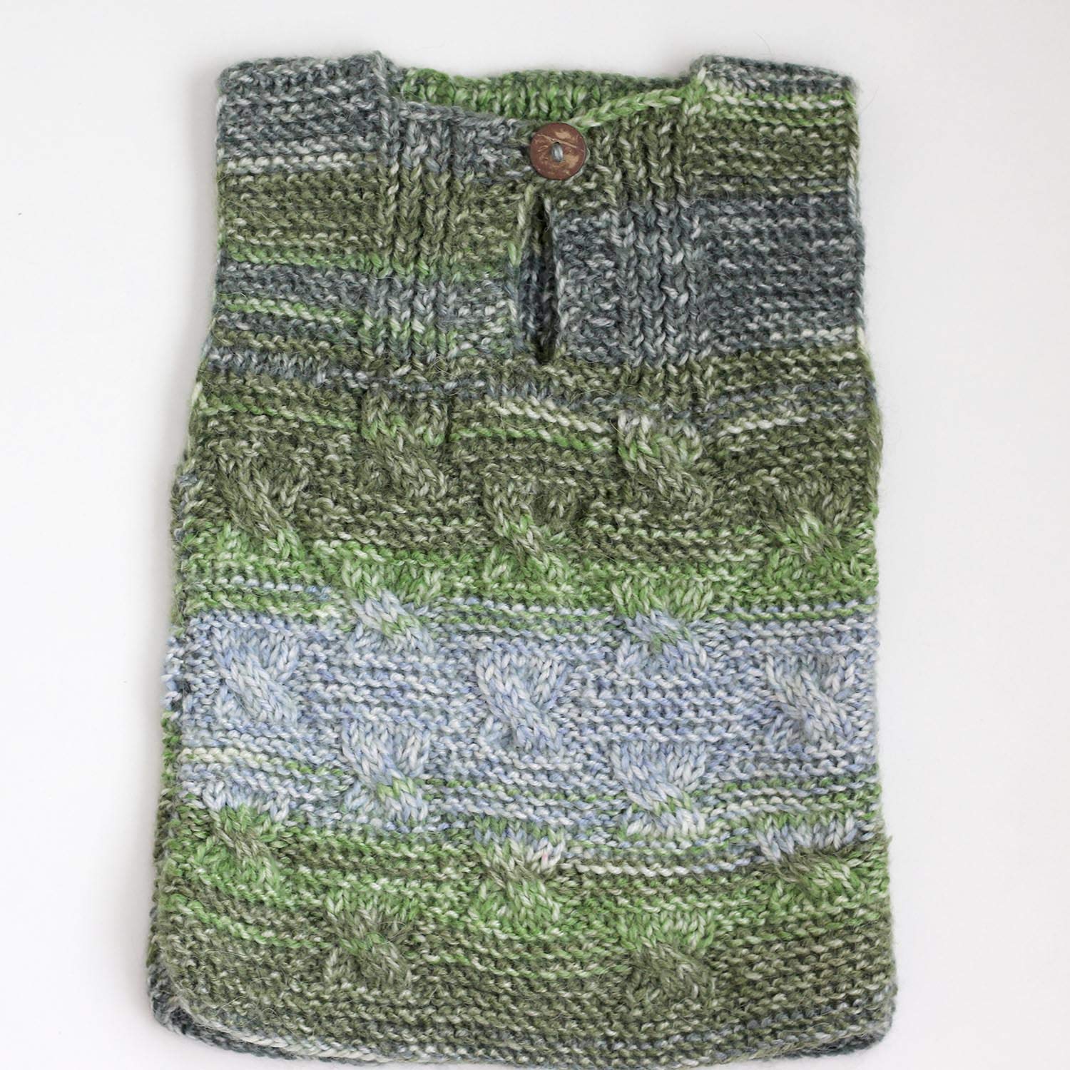 Baby Vest Hand Knit Cable Knitting Wool Baby Boy/Girl Unisex Clothing Green - 1-3 months