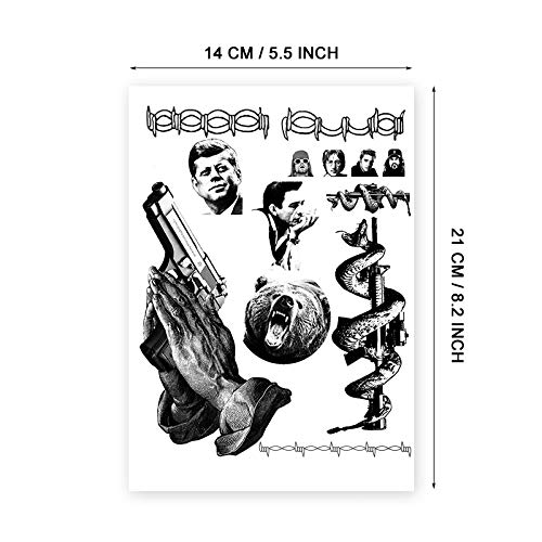 Temporary Face Tattoos, Playboy Bunny Tattoo Prisoner Tattoos, Fake Barbed Wire Tattoo Sticker Set for Halloween Costume