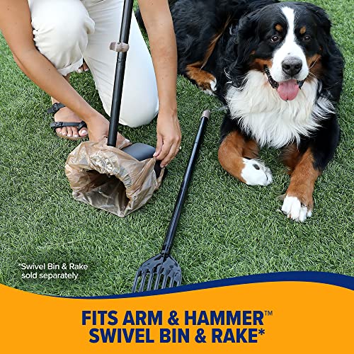 Petmate Arm & Hammer Swivel Bin & Rake Heavy Duty Waste Bags With Fresh Scent with Activated Baking Soda for Maximum Odor Control, 20 Count Refill Bags for Pooper Scooper